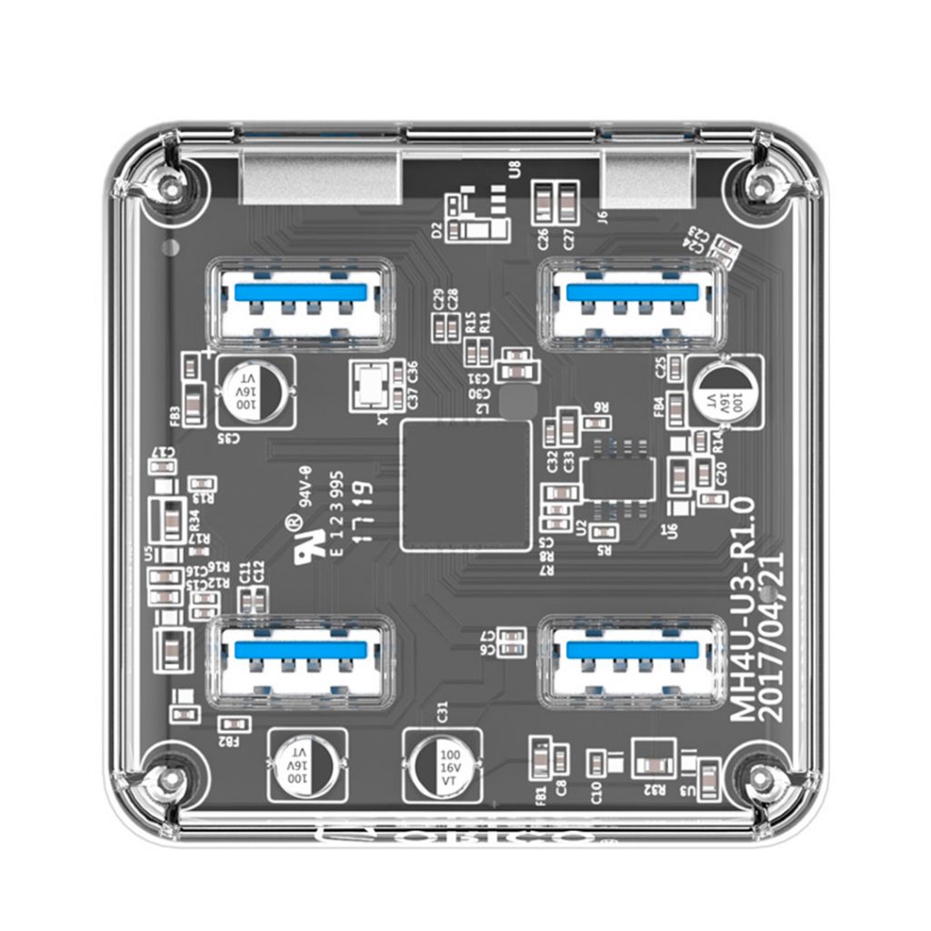 Hub USB, 4 USB 3.0 , (Input Tipo D 5v) ORICO-MH4UC (Cubo) - Virtual Tronic